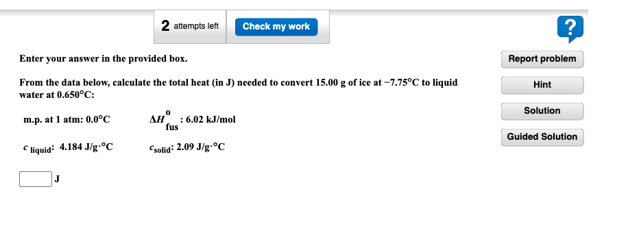 Solved 2 attempts left Check my work ? Report problem Enter | Chegg.com