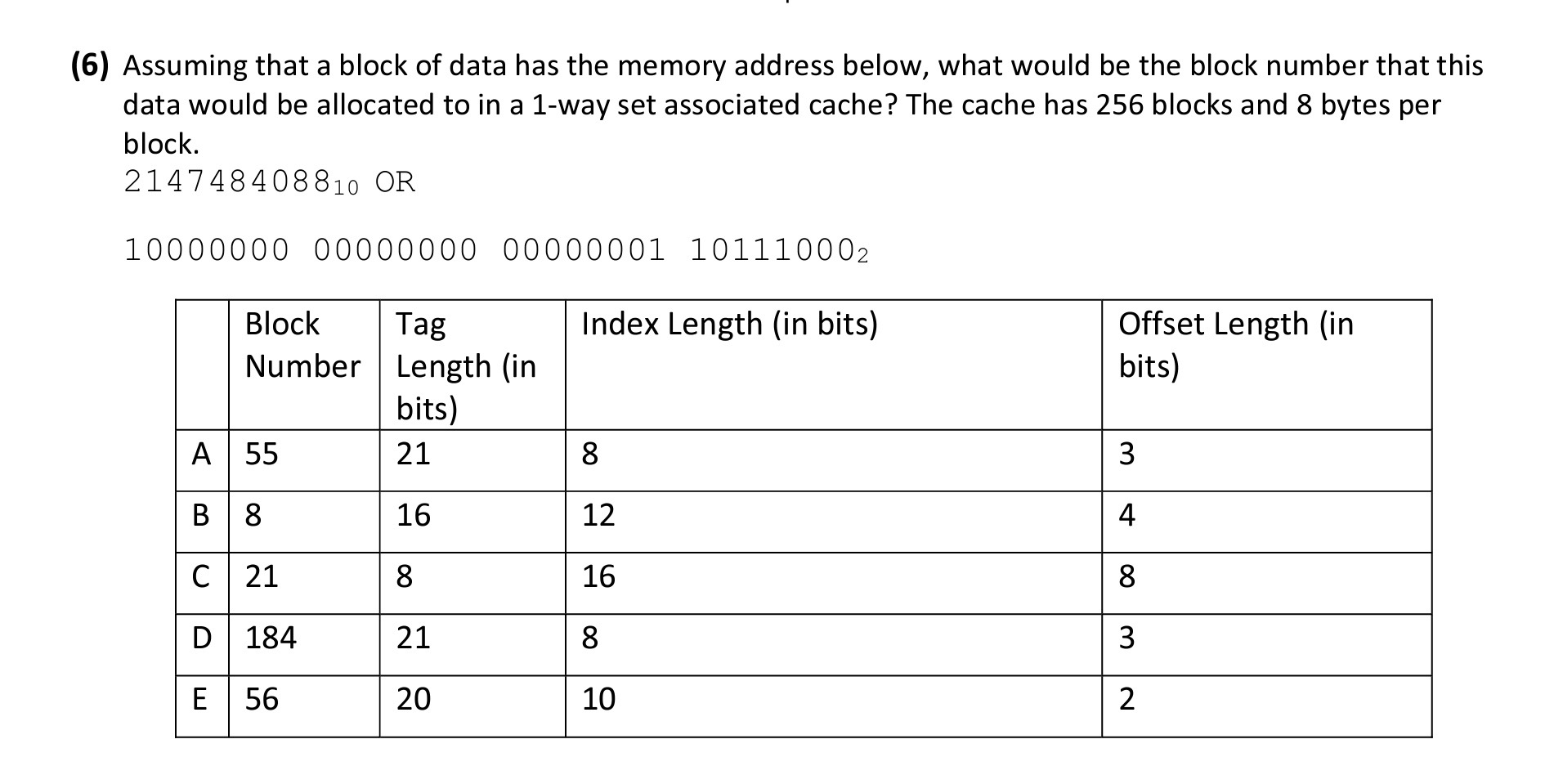 Solved (6) ﻿Assuming that a block of data has the memory | Chegg.com