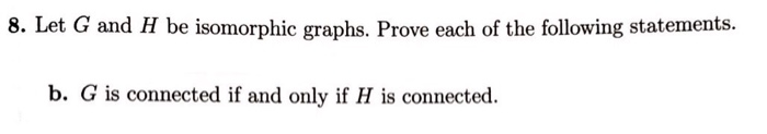 Solved Let G and H be isomorphic graphs. Prove each of the | Chegg.com
