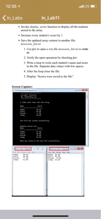 Solved 12:35 LTE KIn_Labs In Lab11 Objectives: Reading from | Chegg.com