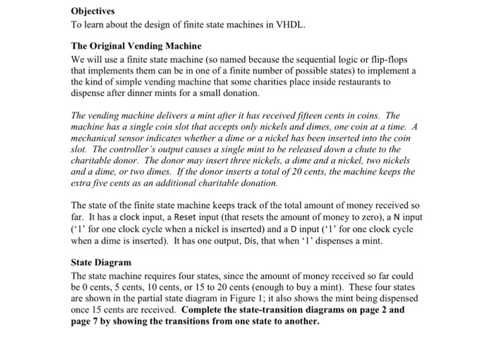 Solved objectives To learn about the design of finite state | Chegg.com