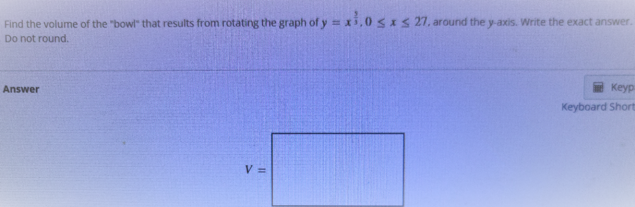 [Solved]: Find the volume of the "bow" that result
