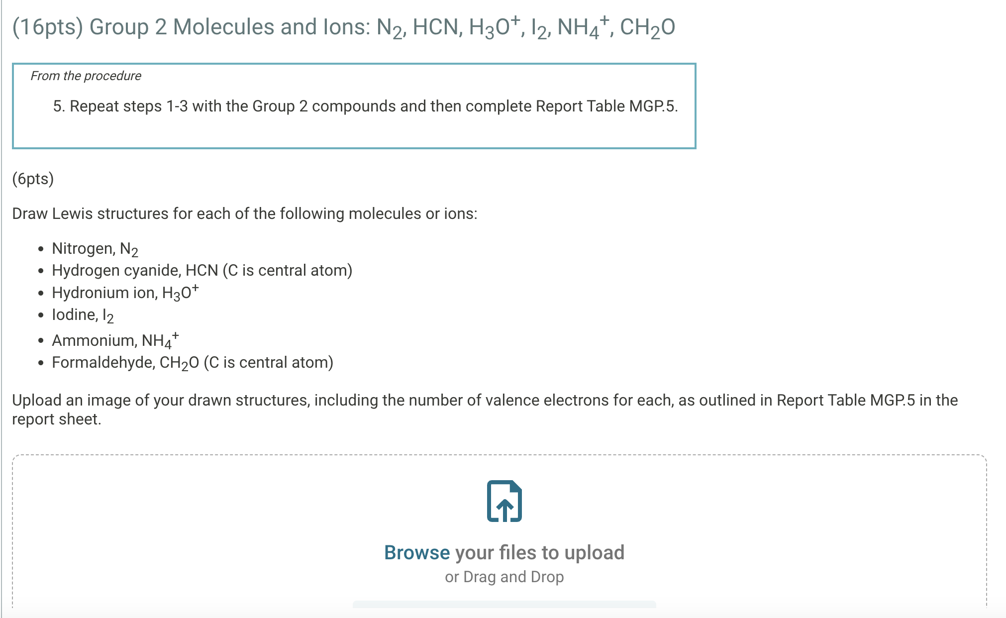 Solved (16pts) Group 2 Molecules and lons: | Chegg.com