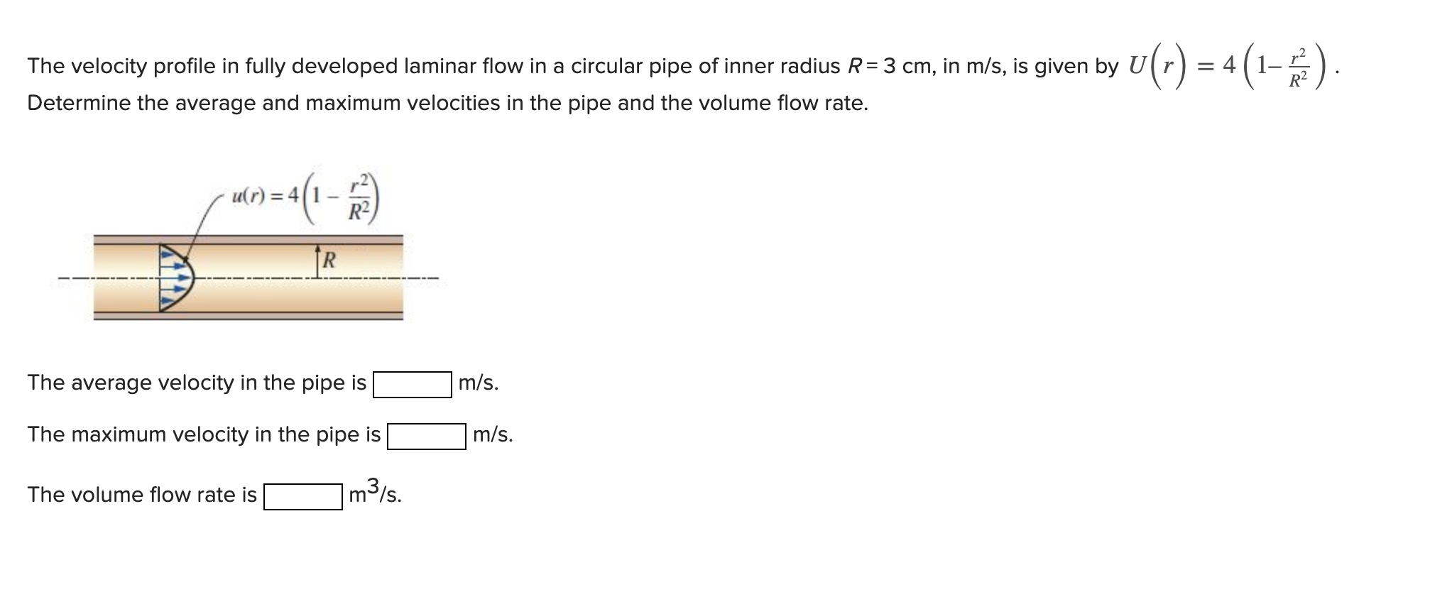 Solved The velocity profile in fully developed laminar flow | Chegg.com