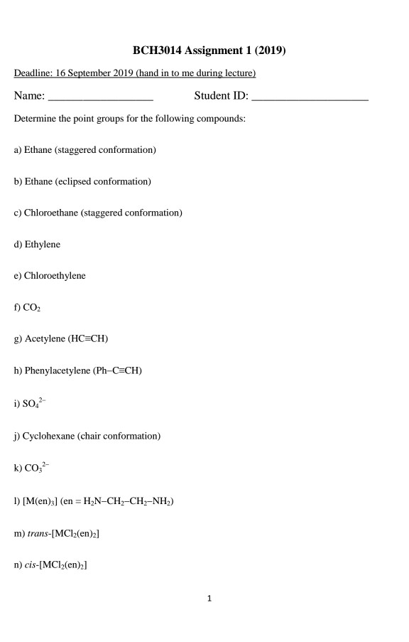 Solved BCH3014 Assignment 1 (2019) Deadline: 16 September | Chegg.com