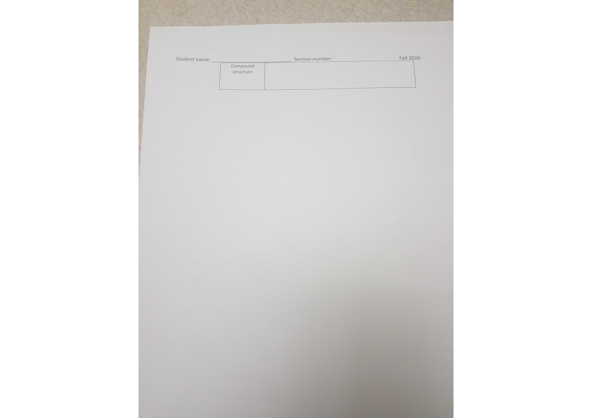 Solved Student name: Section number Fall 2020 Compound | Chegg.com