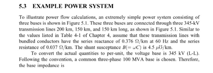 Solved 5.3 EXAMPLE POWER SYSTEM To illustrate power flow | Chegg.com