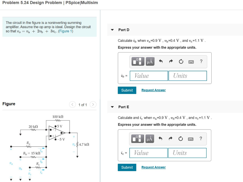 Solved Problem 5.24 Design Problem | PSpice|Multisim The | Chegg.com