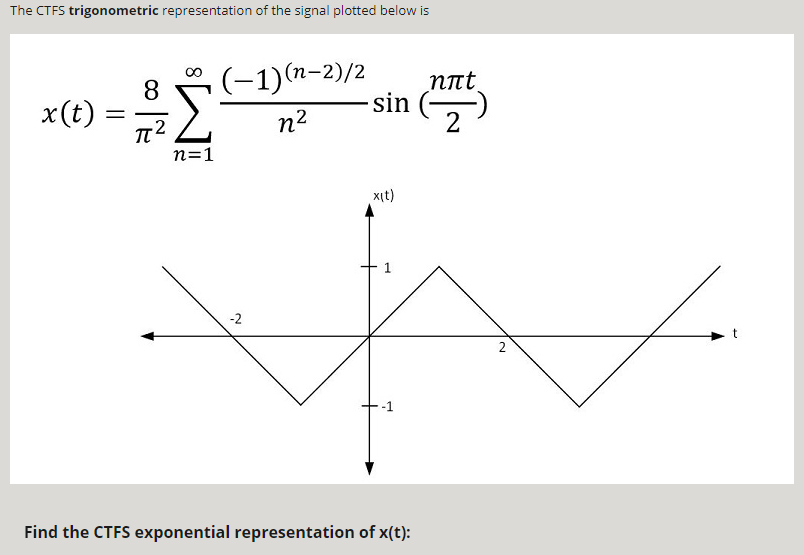 Solved The CTFS trigonometric representation of the signal | Chegg.com