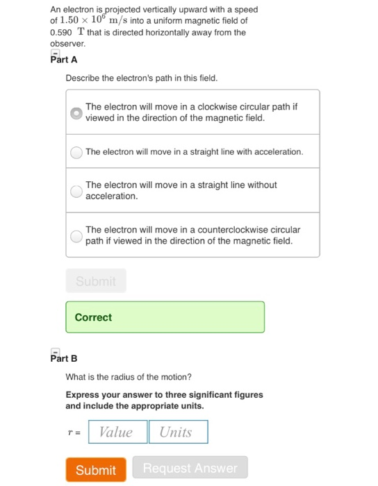 Solved An electron is projected vertically upward with a | Chegg.com
