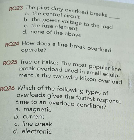 Solved RO23 The pilot duty overload breaks a. the control | Chegg.com