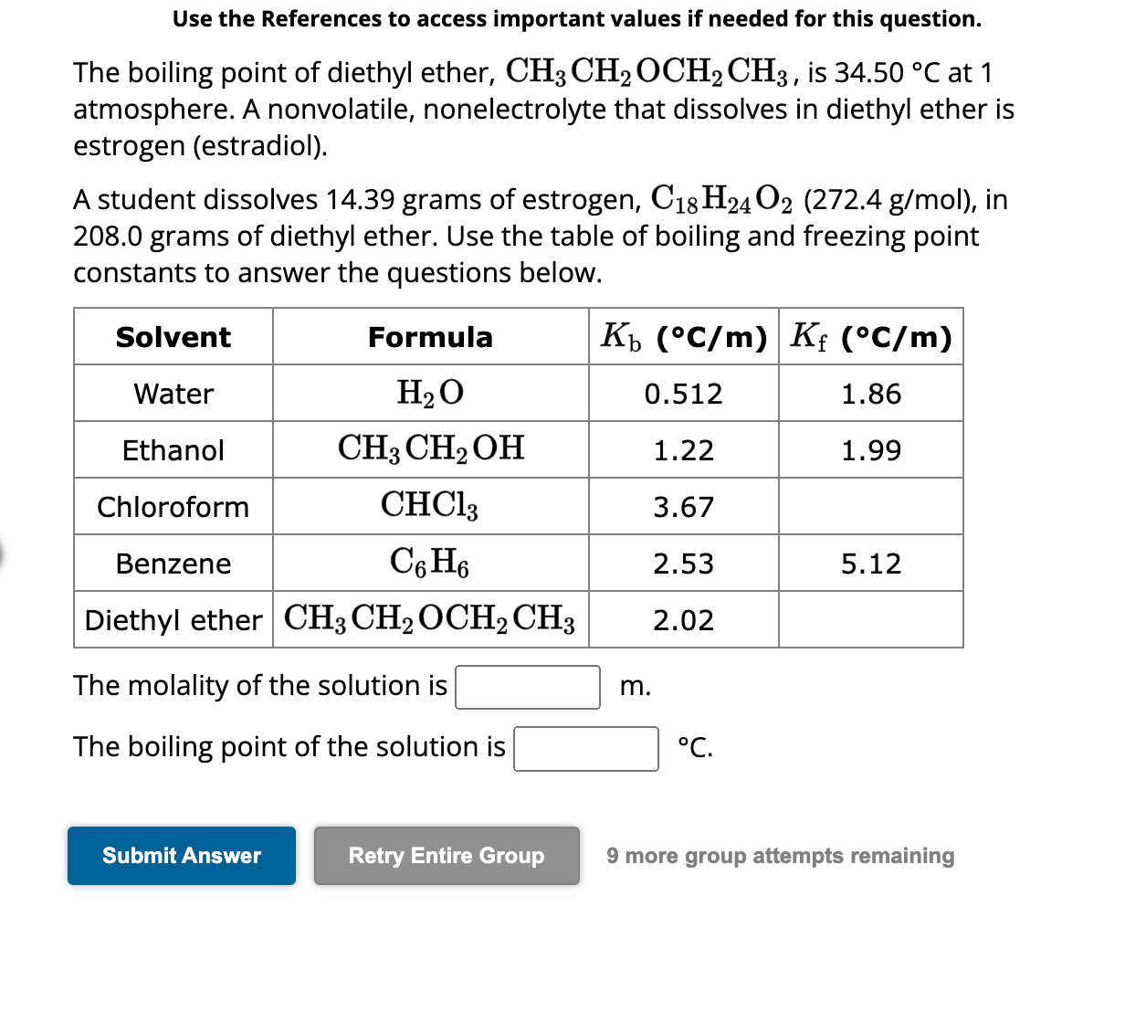 Solved Boiling Point Elevation/Freezing Point Depression | Chegg.com