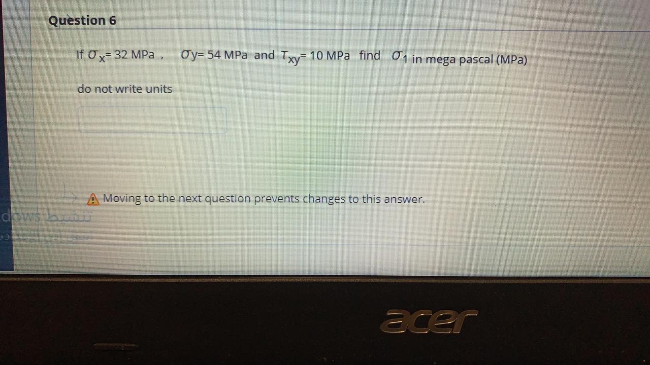 Solved Question 6 If Ox= 32 MPa , Oy= 54 MPa and Txy= 10 MPa | Chegg.com