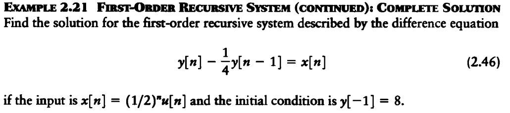 Solved EXAMPLE 2.21 FIRST-ORDER RECURSIVE SYSTEM | Chegg.com