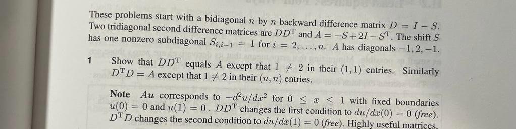 Solved These problems start with a bidiagonal n by n | Chegg.com