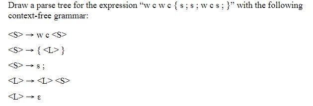 Solved Draw a parse tree for the expression "wewc{s::wcs:}" | Chegg.com