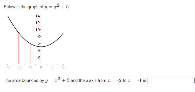 Solved Below is the graph of y=x2+5. The area bounded by | Chegg.com