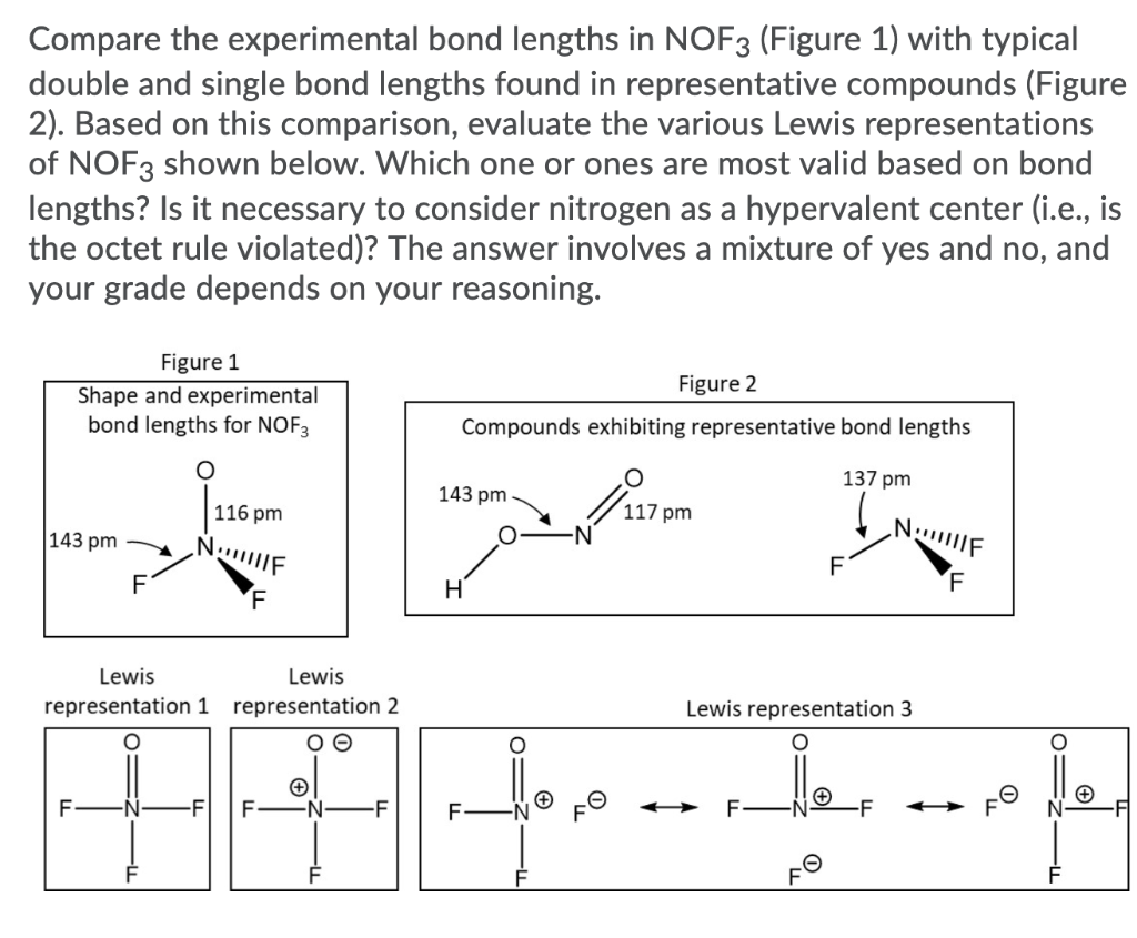 Solved Compare the experimental bond lengths in NOF3 (Figure | Chegg.com