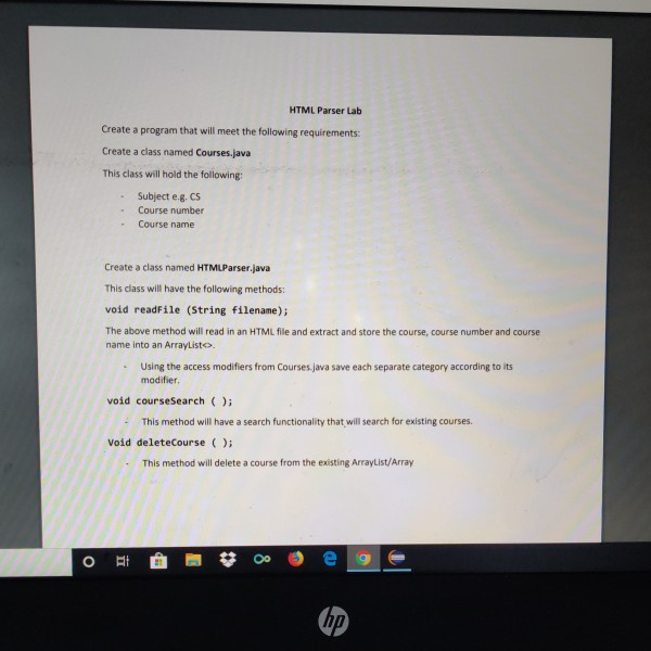 HTML Parser Lab Create a program that will meet the | Chegg.com