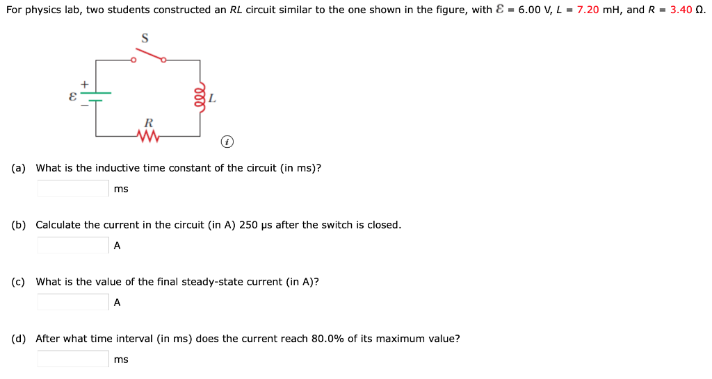 Solved For physics lab, two students constructed an RL | Chegg.com