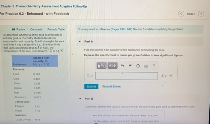 Solved Chapter 6. Thermochemistry Assessment Adaptive | Chegg.com