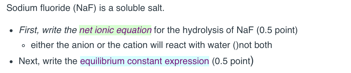 Solved Sodium fluoride (NaF) is a soluble salt. . First, | Chegg.com