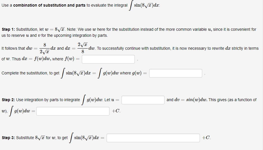Solved Use a combination of substitution and parts to | Chegg.com