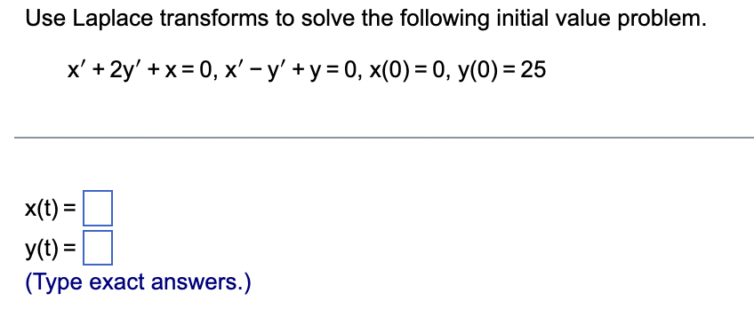 Solved Use Laplace transforms to solve the following initial | Chegg.com