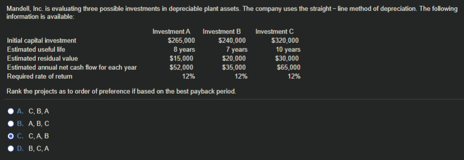 Solved Mandell, Inc. is evaluating three possible | Chegg.com Solved Mandell, Inc. is evaluating three possible | Chegg.com