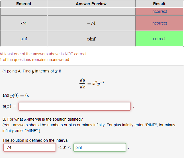 Solved Entered Answer Preview Result incorrect -74 -74 | Chegg.com