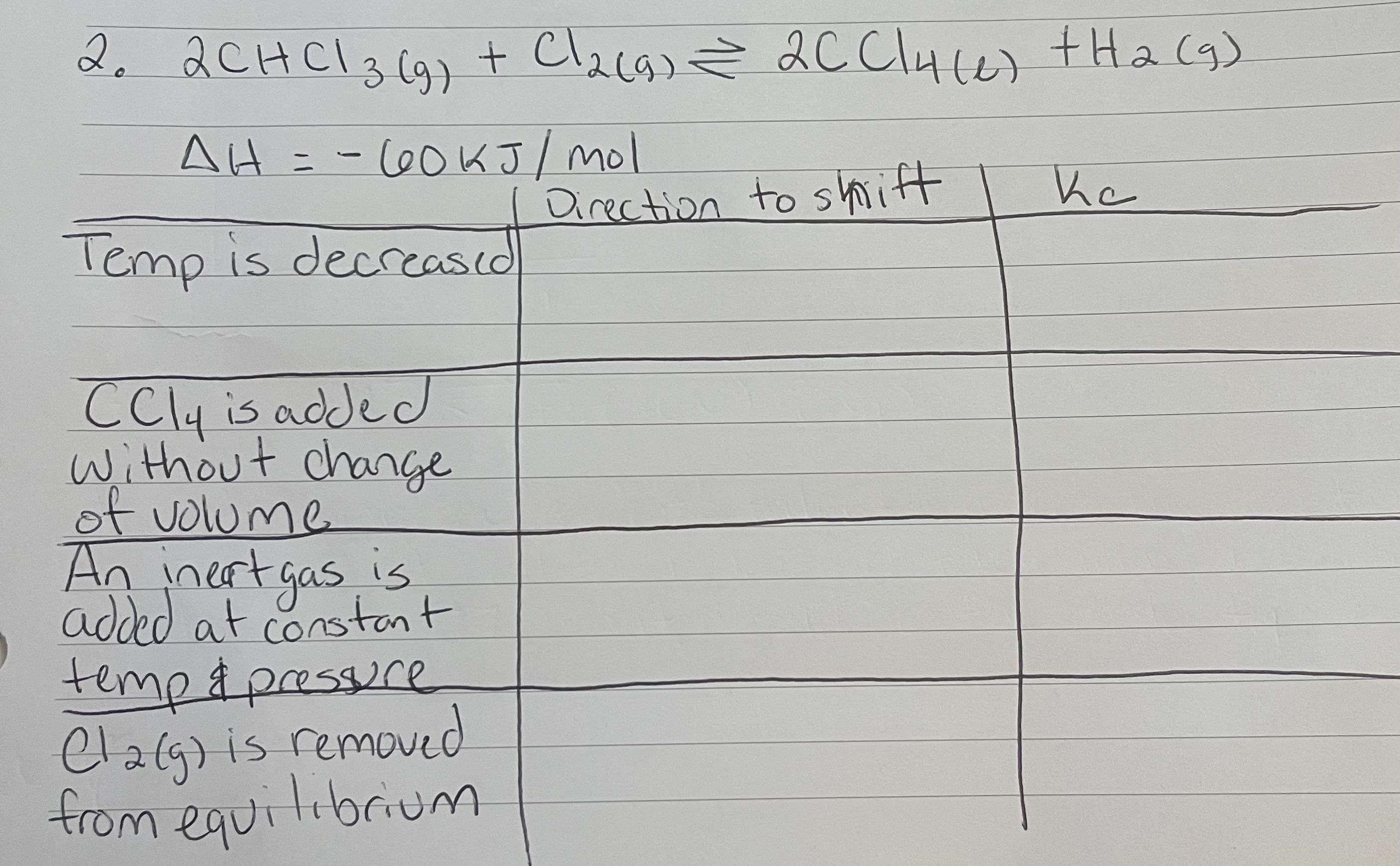 Solved \\( 2 \\mathrm{CHCl}_{3}(g)+\\mathrm{Cl}_{2}(g) | Chegg.com