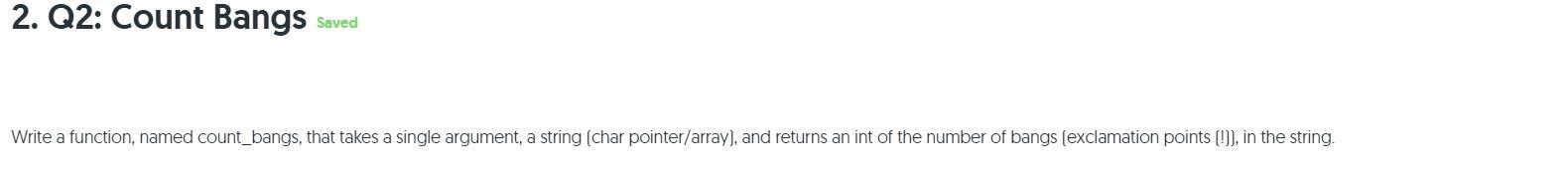 Solved 2. Q2: Count Bangs Saved Write a function, named | Chegg.com