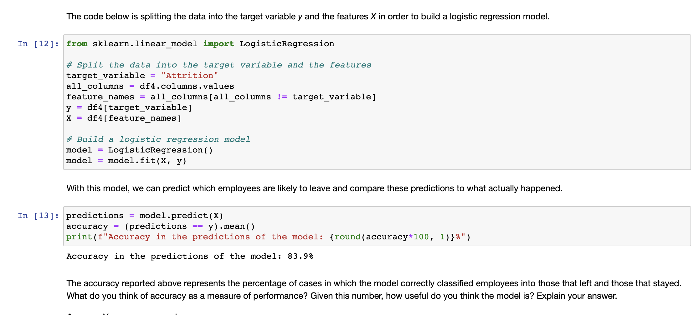 Solved The code below is splitting the data into the target | Chegg.com