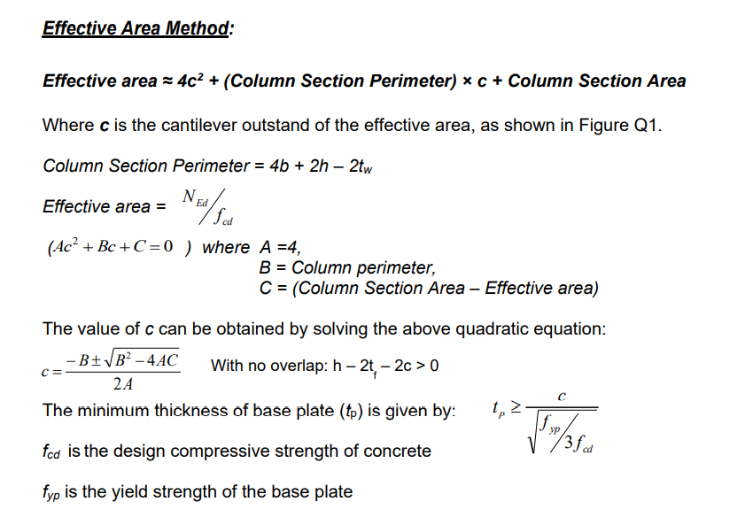 Solved Effective Area Method: Effective area = 4c2 + (Column | Chegg.com