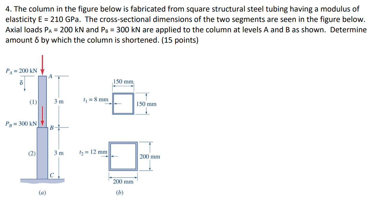 Solved 4. The column in the figure below is fabricated from | Chegg.com