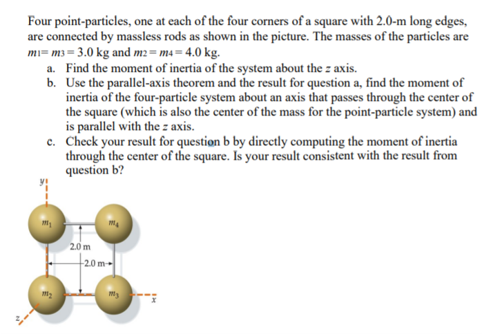 Solved Four point-particles, one at each of the four corners | Chegg.com
