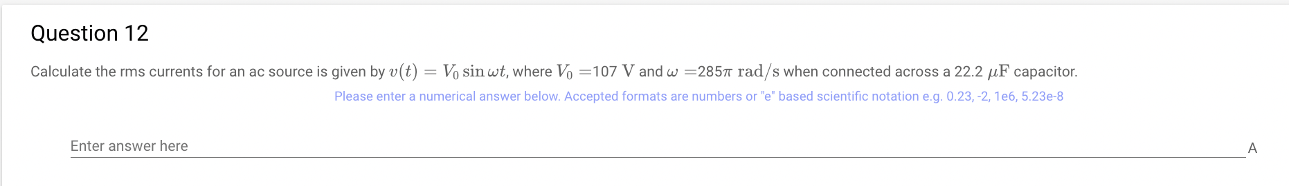 Solved Question 7 Calculate the reactance of a 3.95μF | Chegg.com