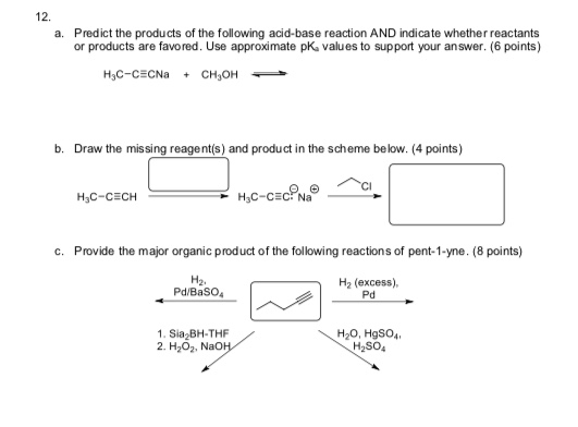 Solved 12. Predict the products of the following acid-base | Chegg.com