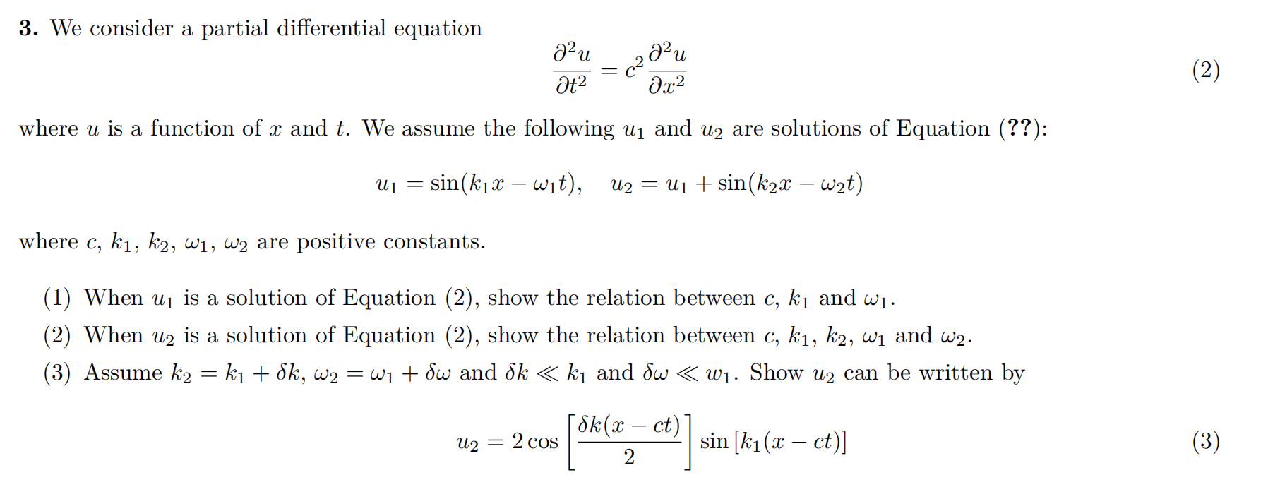Solved 3. We consider a partial differential equation | Chegg.com