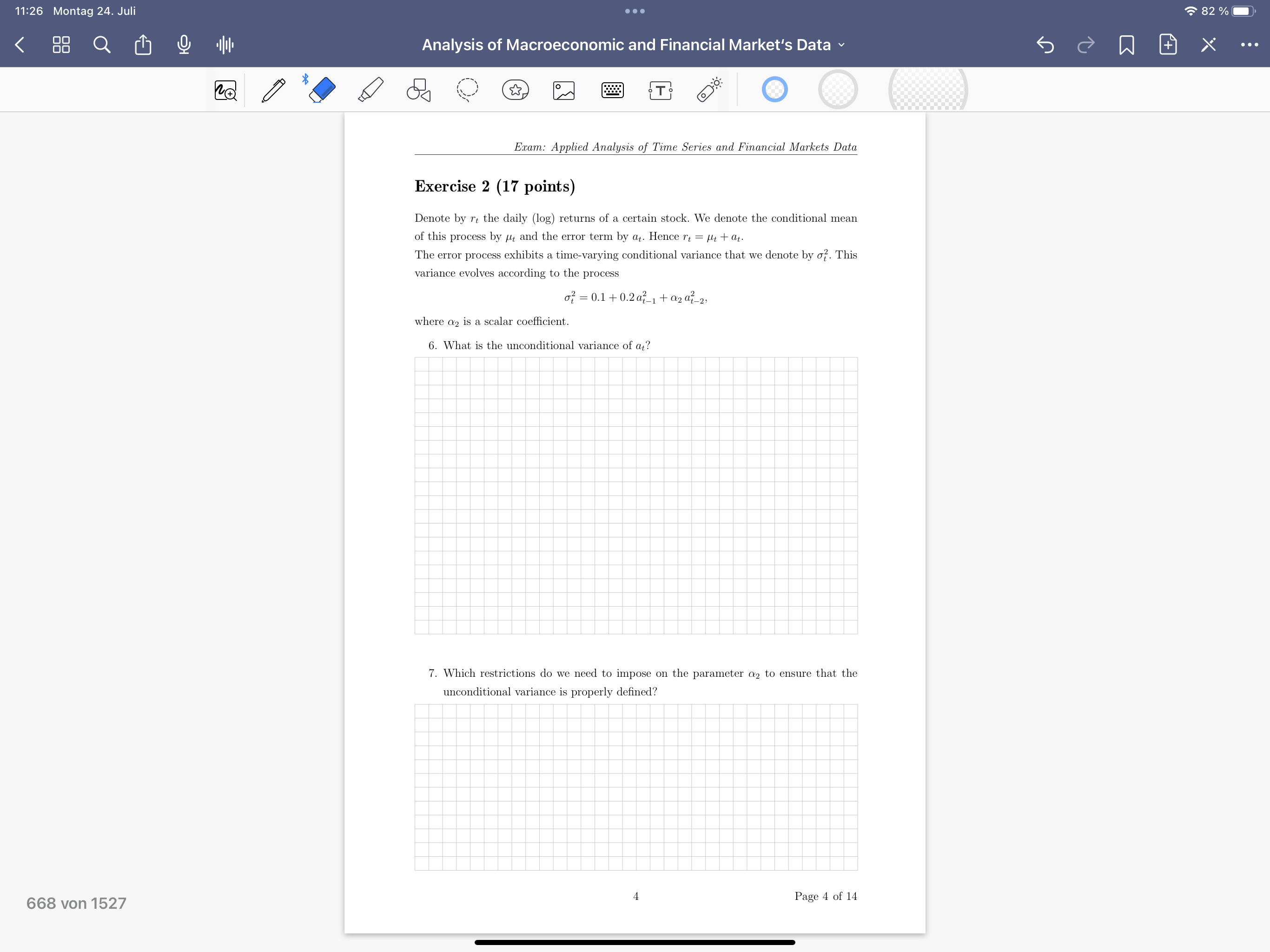 Solved Exam: Applied Analysis of Time Series and Financial | Chegg.com