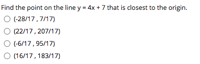Solved Find the point on the line y = 4x + 7 that is closest | Chegg.com