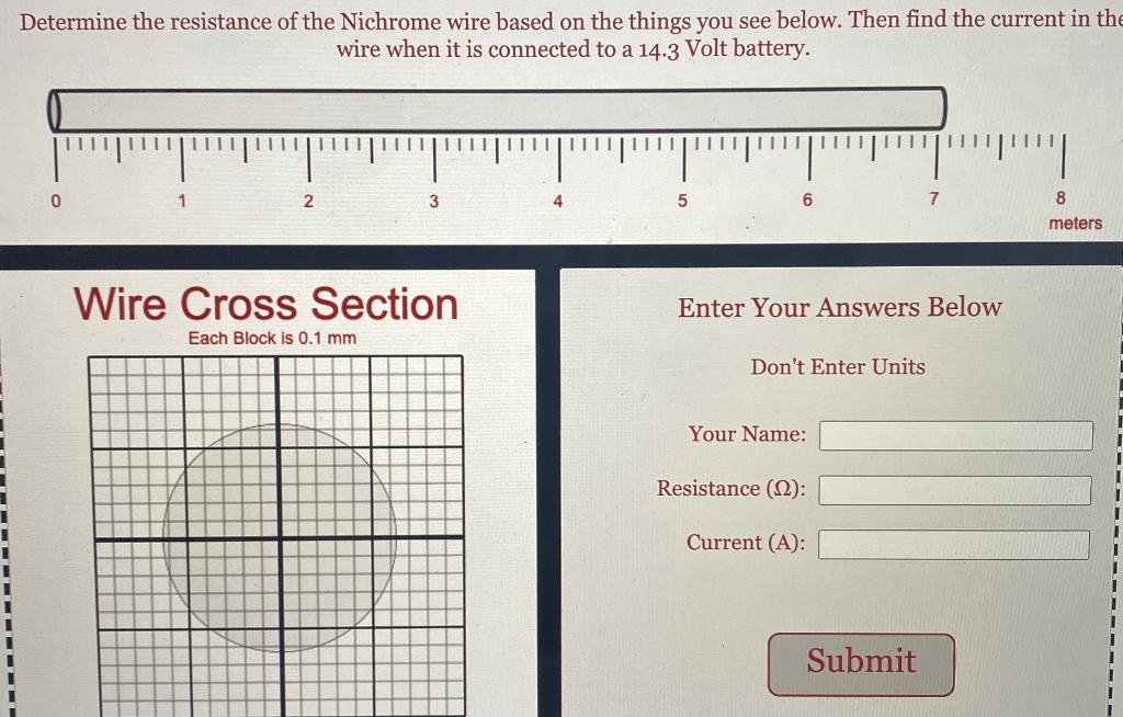Solved Determine the resistance of the Nichrome wire based | Chegg.com
