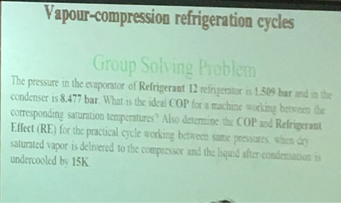 Solved: Vapour-compression Refrigeration Cycles Group Solv... | Chegg.com