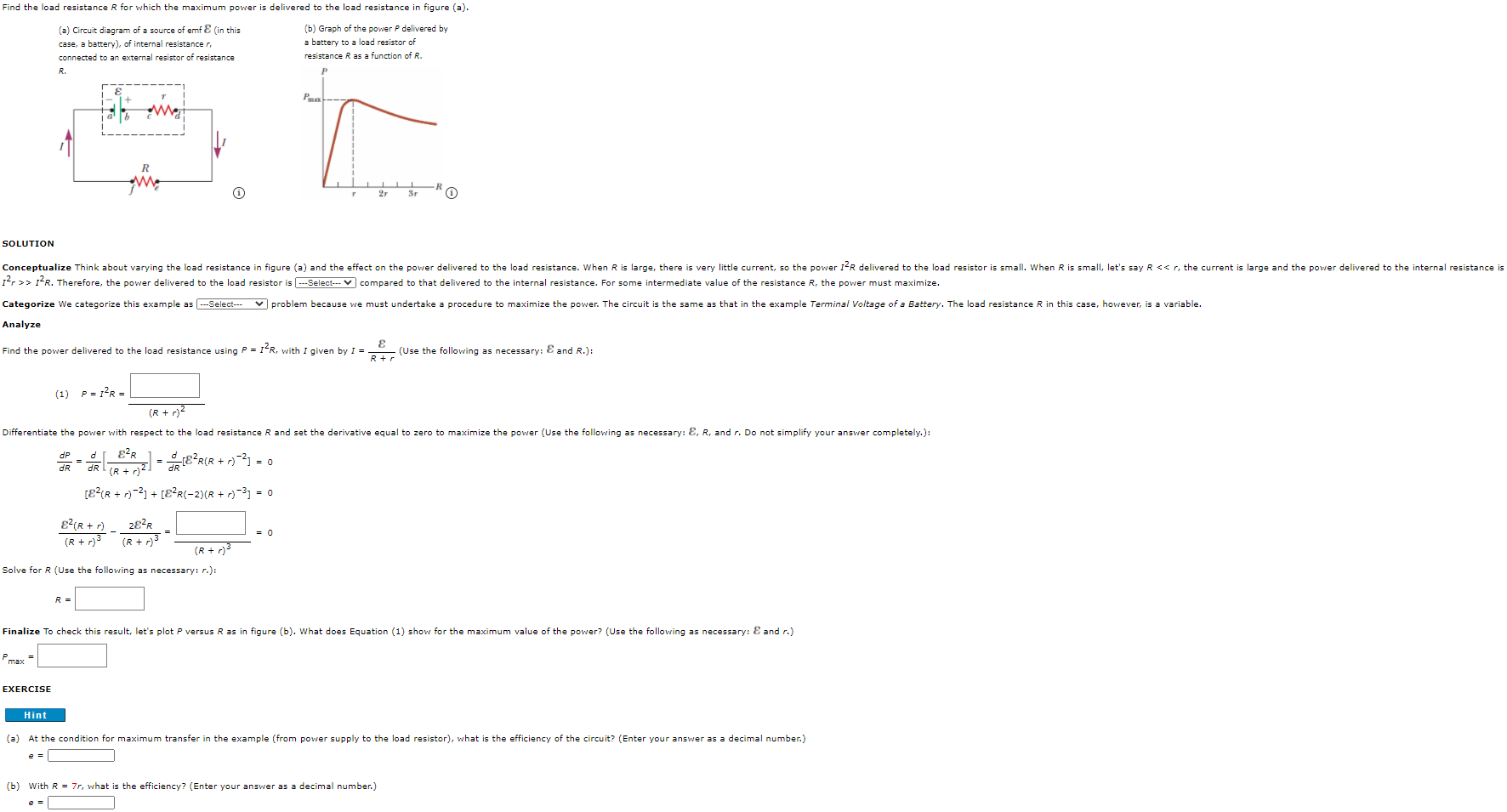 Solved Find the load resistance R for which the maximum | Chegg.com