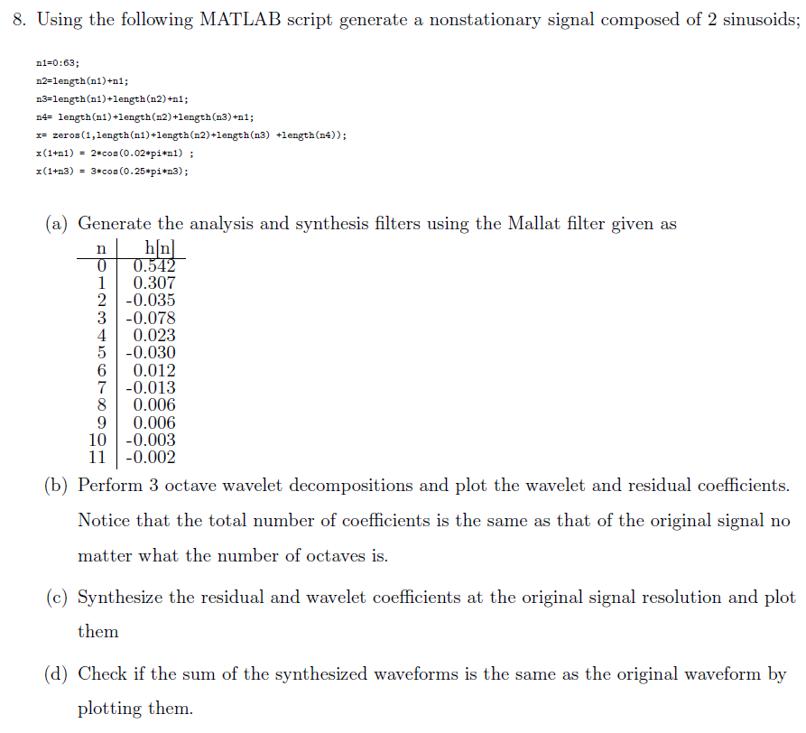 8 Using The Following Matlab Script Generate A