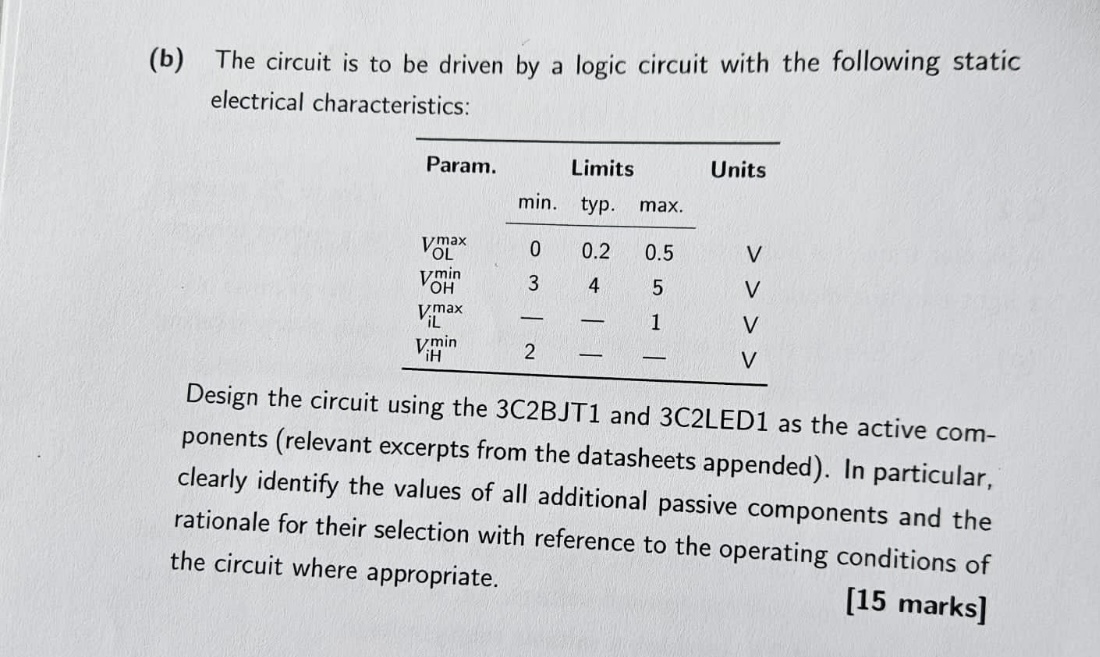Solved (b) The circuit is to be driven by a logic circuit | Chegg.com