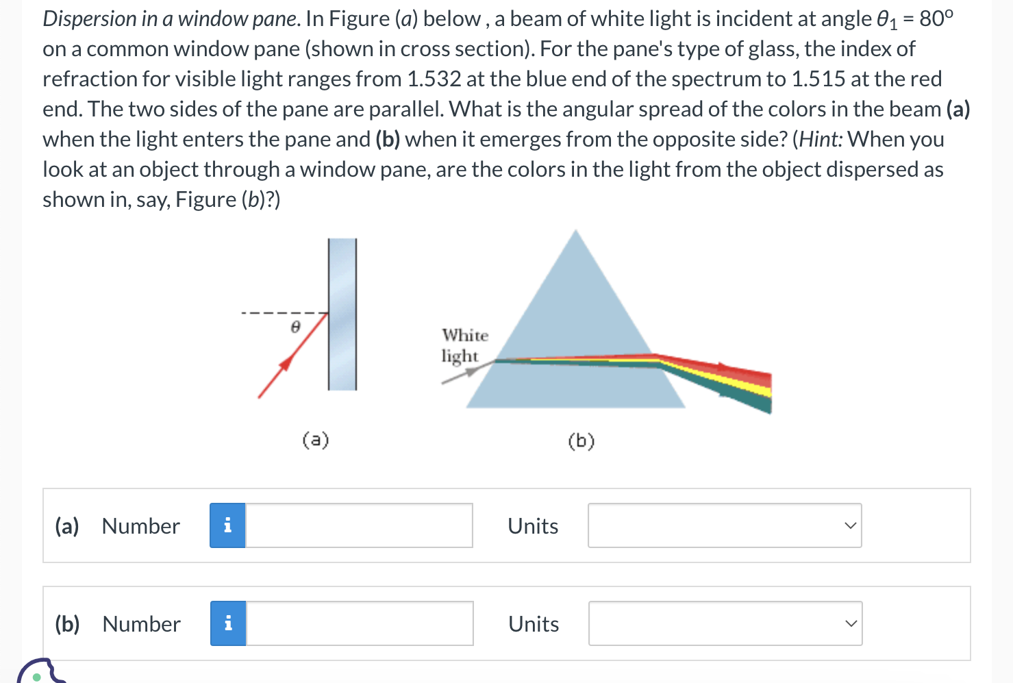 Solved Dispersion in a window pane. In Figure (a) below, a | Chegg.com