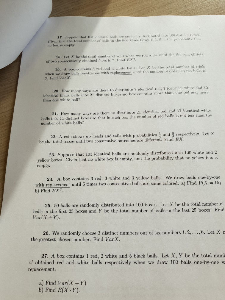 Solved that 103 identical balls are randomly distributed | Chegg.com