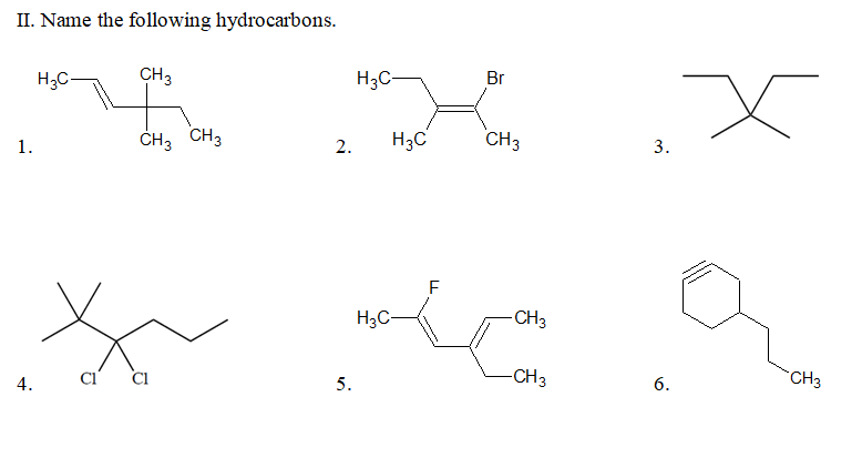 Solved II. Name the following hydrocarbons. H3C CH3 Hac Br X | Chegg.com