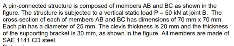 Solved A pin-connected structure is composed of members AB | Chegg.com